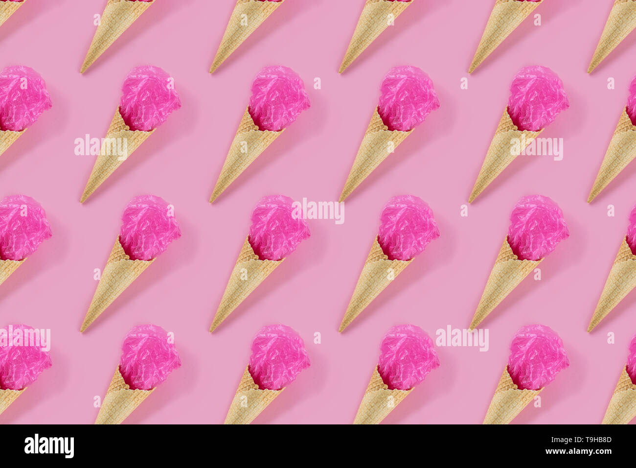 Pattern of waffle cone with polyethylene package Stock Photo - Alamy