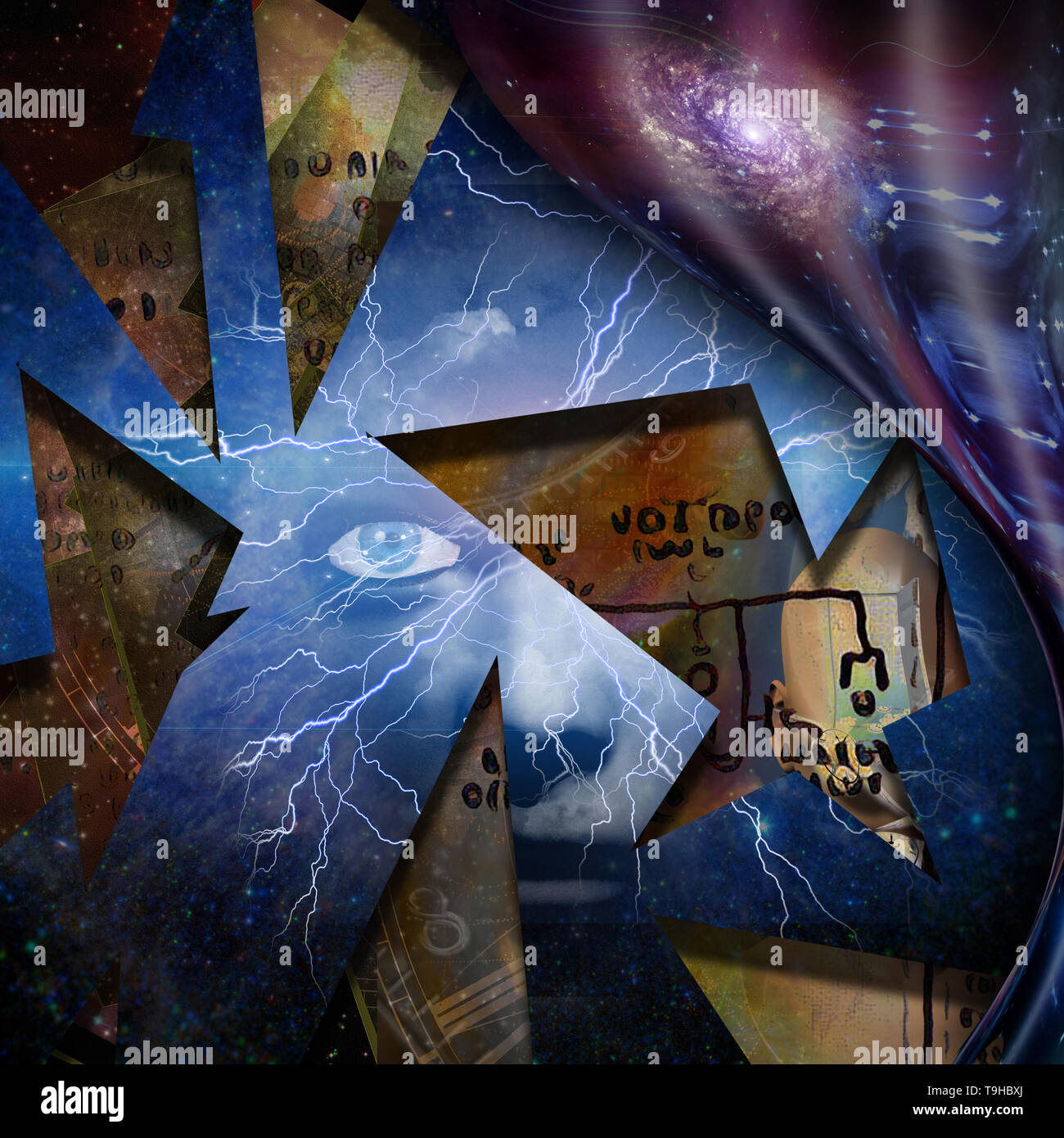 Surreal symbolic composition. Shards of reality Stock Photo - Alamy