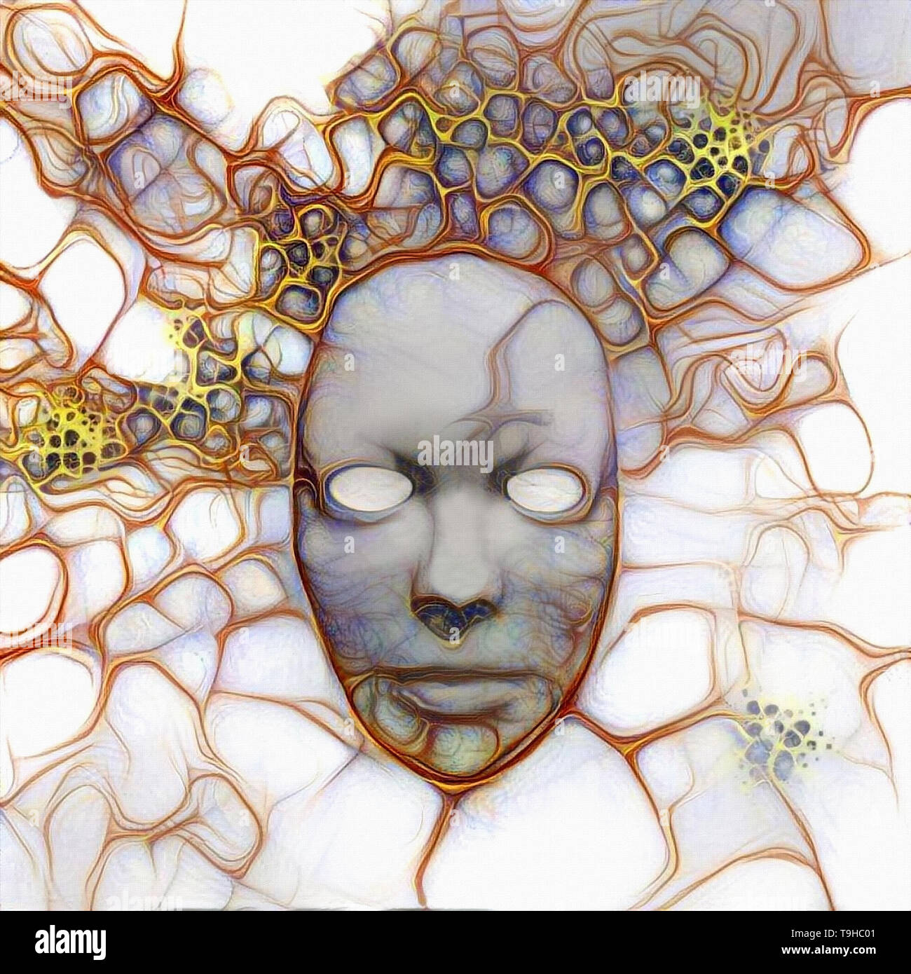 Mystic abstract painting. White Mask Stock Photo - Alamy