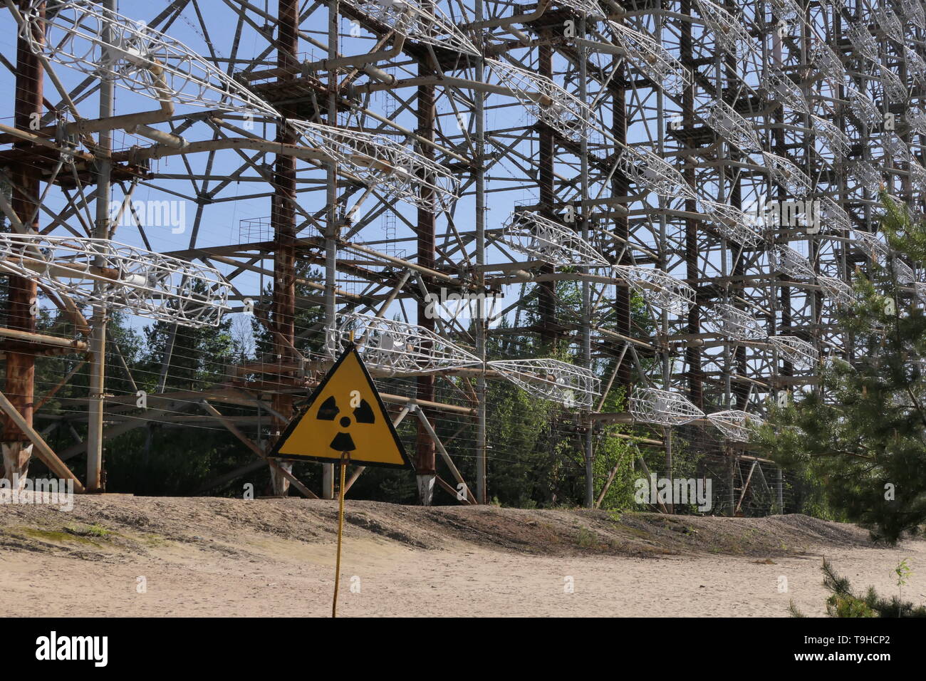 Duga 3 Soviet Radar Woodpecker System with radioactive hazard sign ...