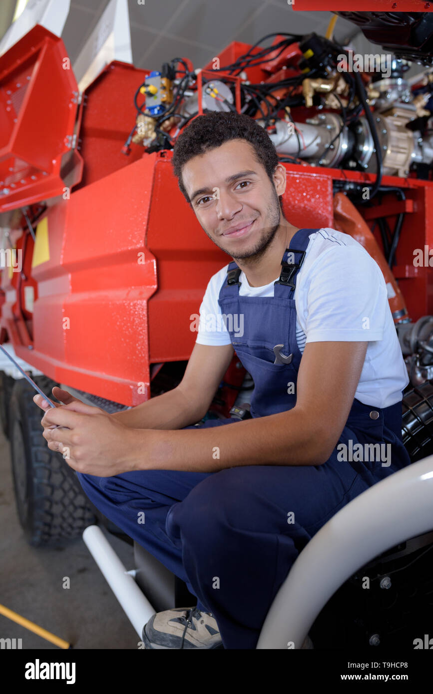 portrait of young maintenance engineer for the fire service Stock Photo ...