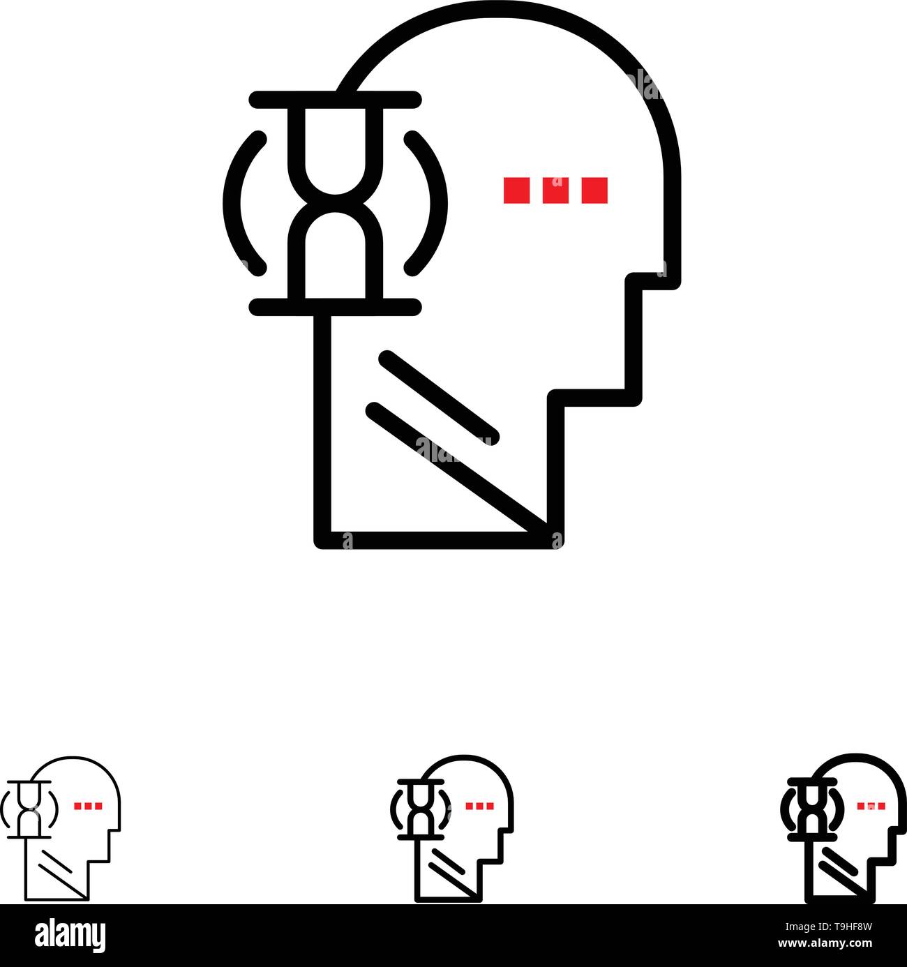 Wait, Glass, User, Male Bold and thin black line icon set Stock Vector ...