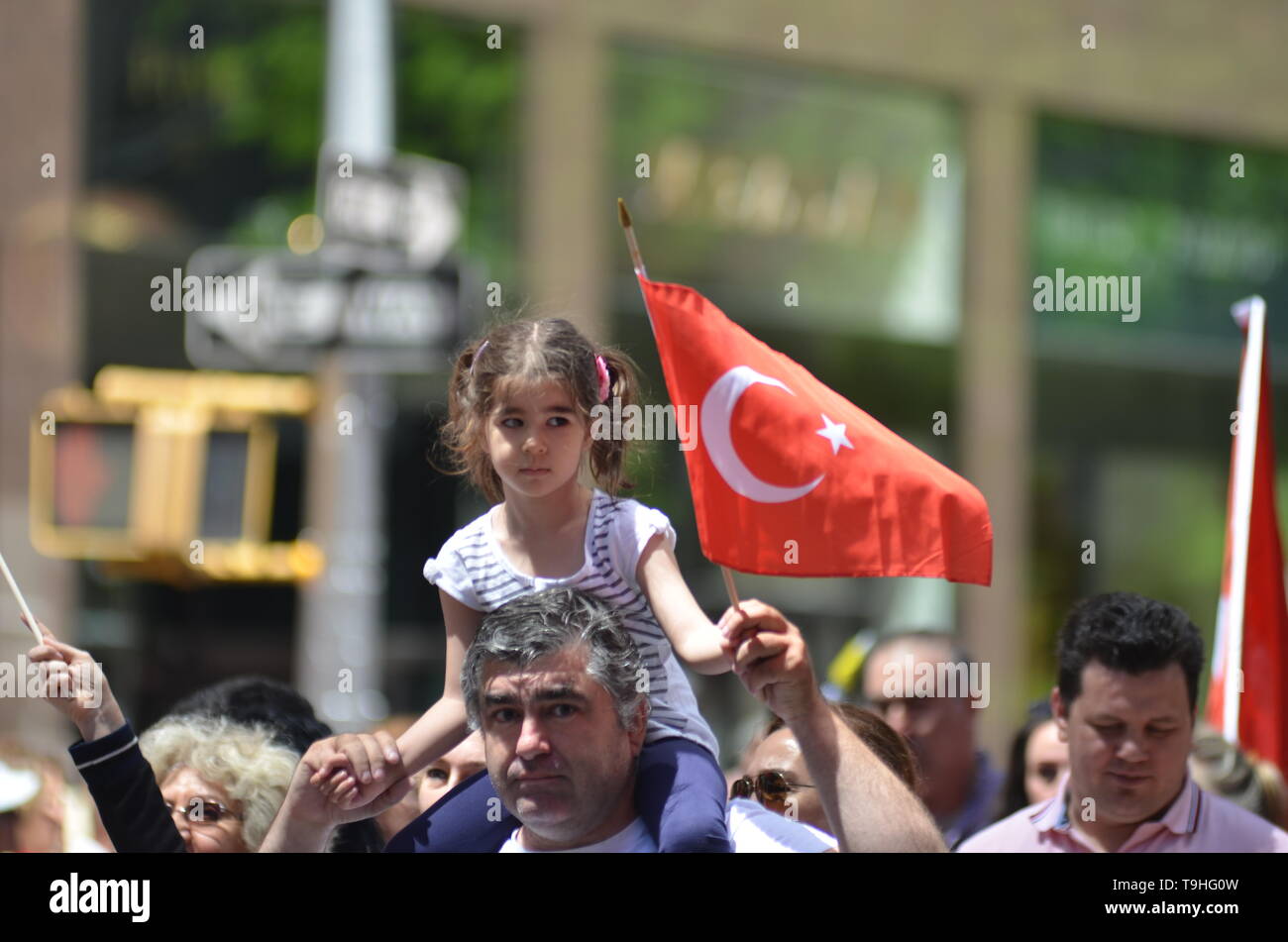 New York,USA. 18th May, 2019. Spectators seen holding Turkey flag ...