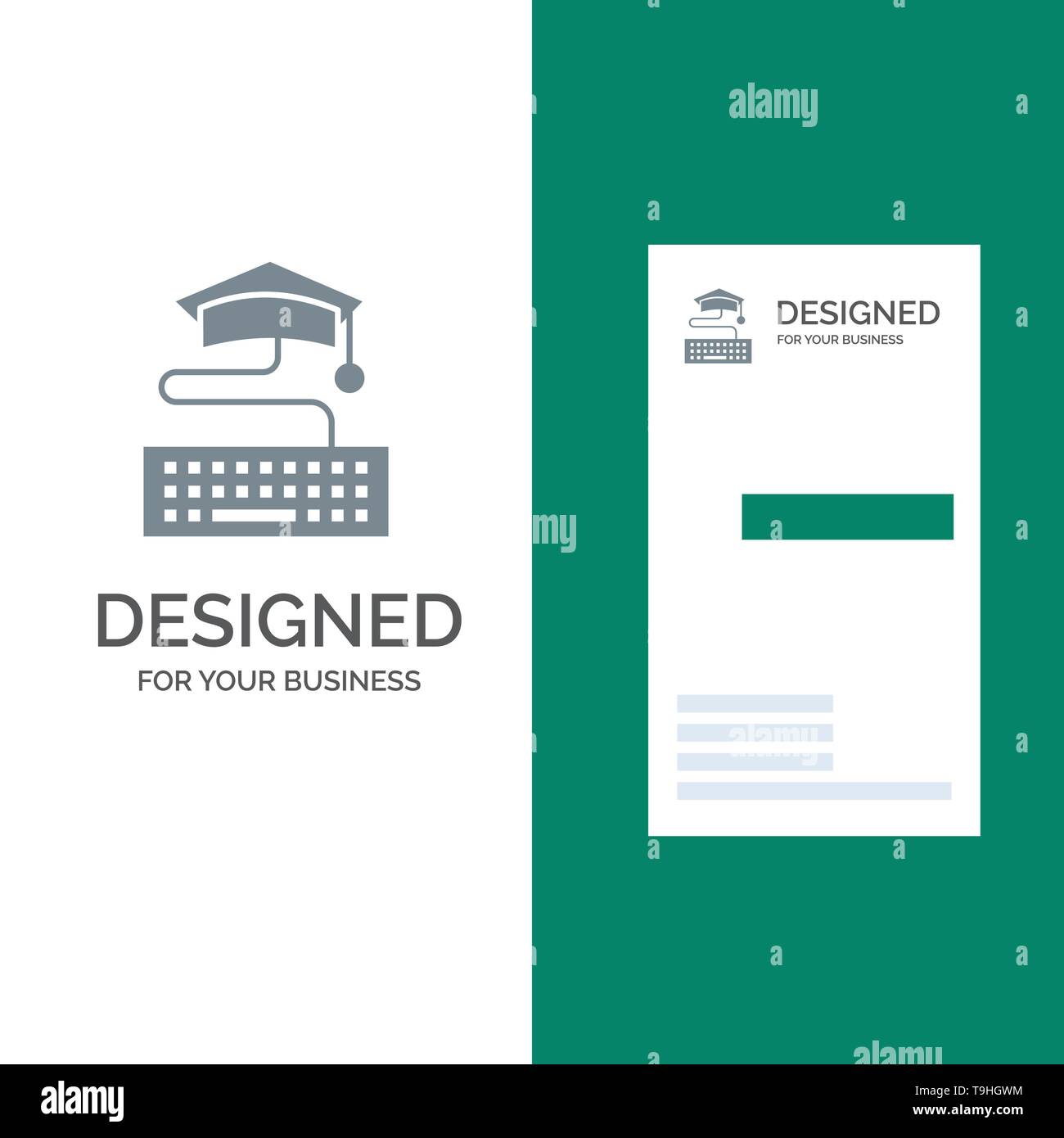 Key, Keyboard, Education, Graduation Grey Logo Design and Business Card ...