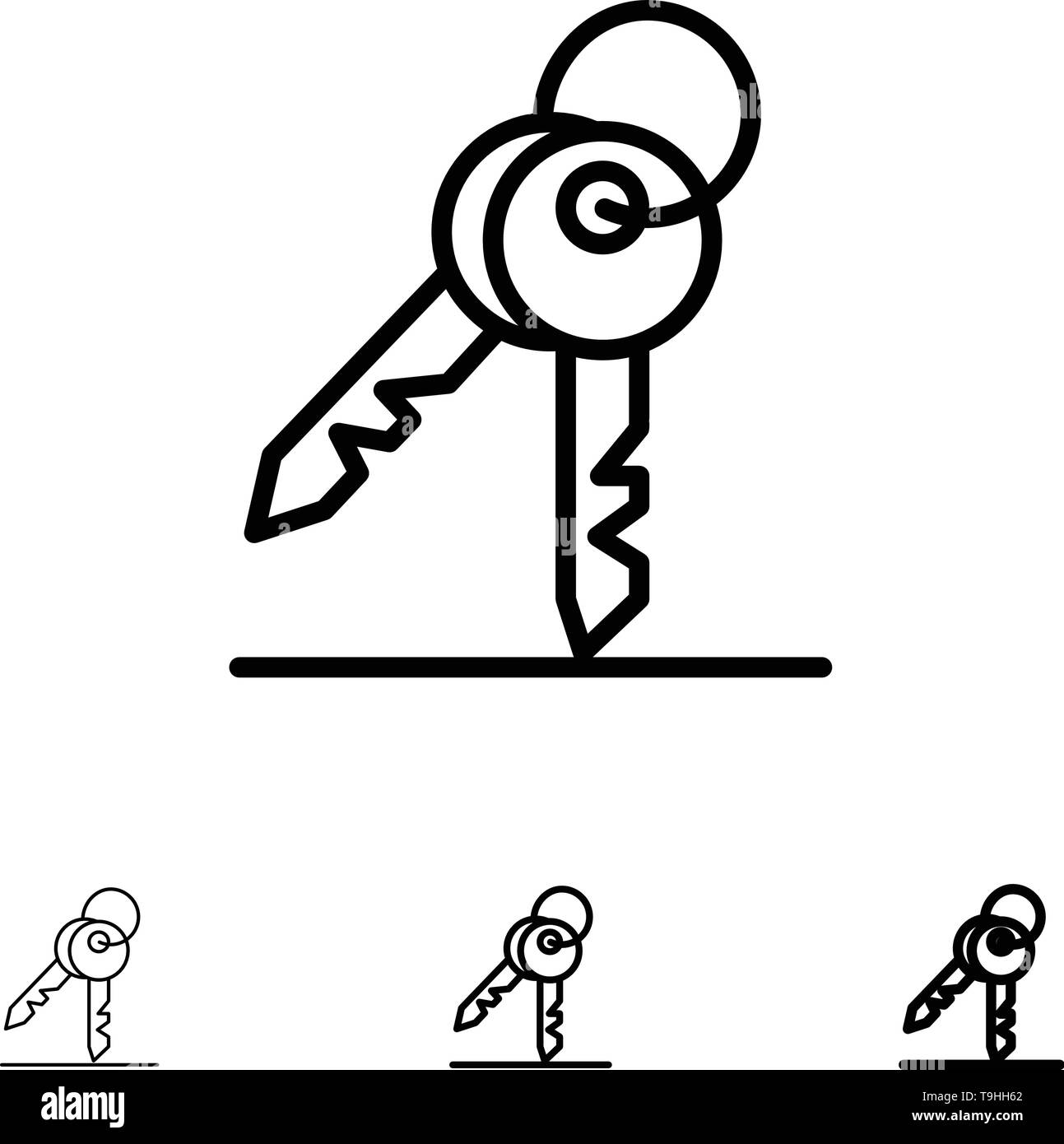 Key, Keys, Security, Room Bold and thin black line icon set Stock ...