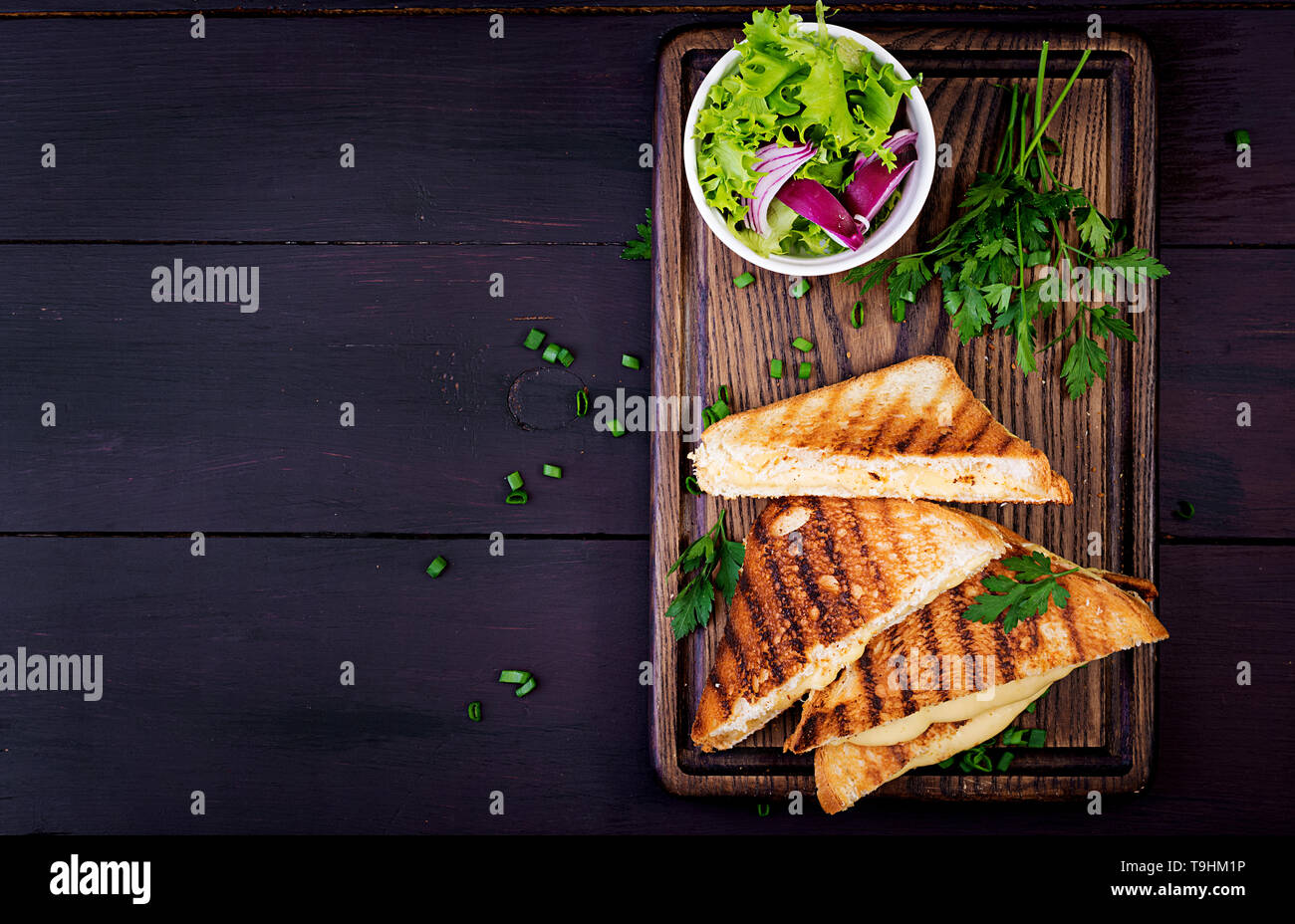 American hot cheese sandwich. Homemade grilled cheese sandwich for ...