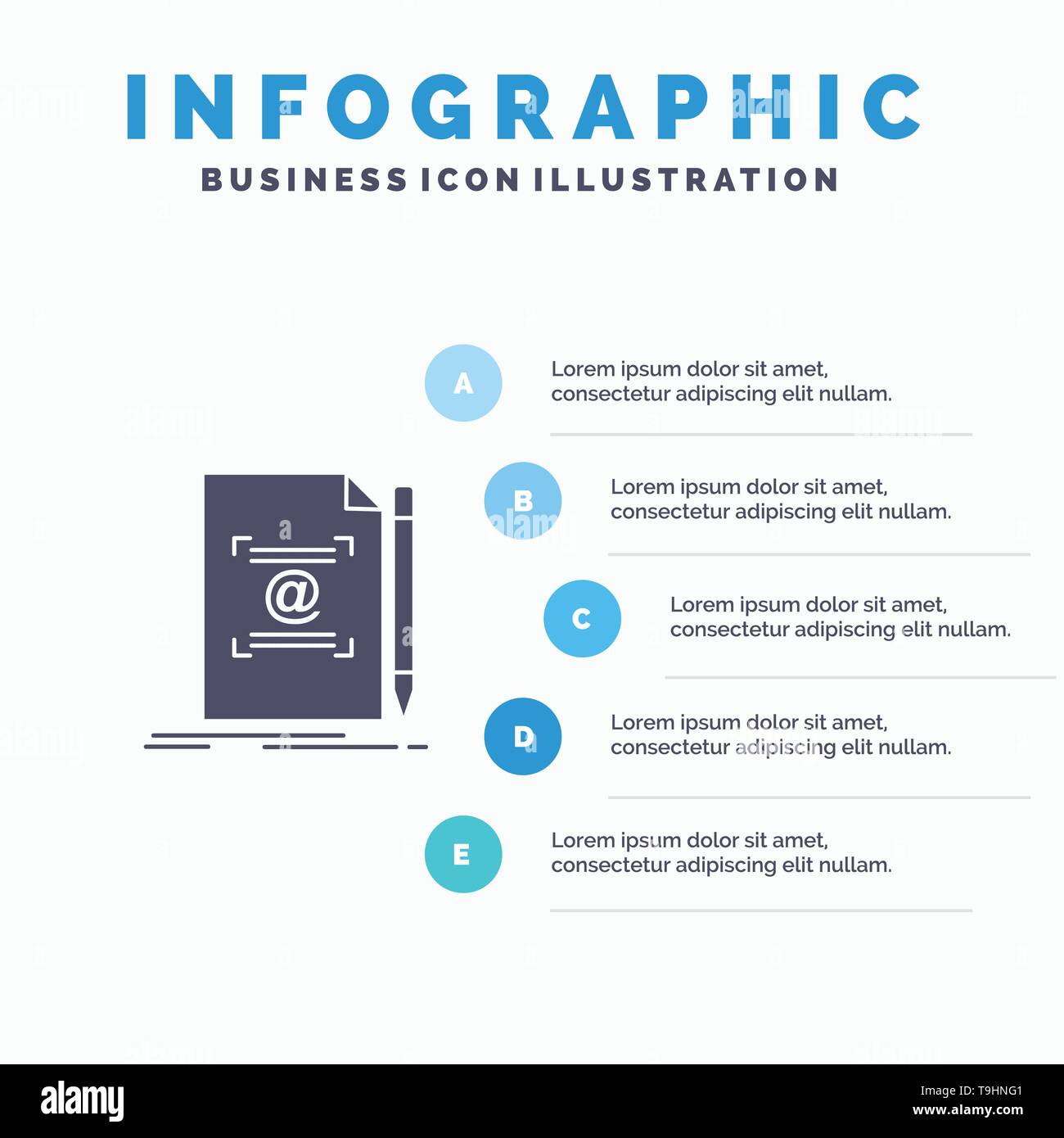 Note, Letter, Text, Mail, Create Solid Icon Infographics 5 Steps ...