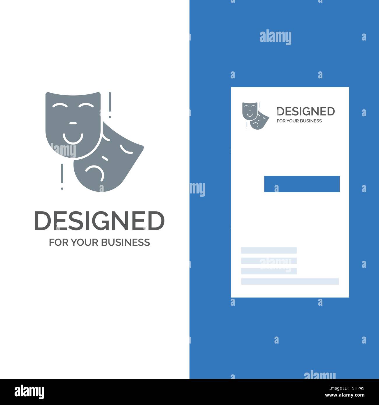 Acting, Masks, Persona, Theater Grey Logo Design and Business Card Template Stock Vector Image ...