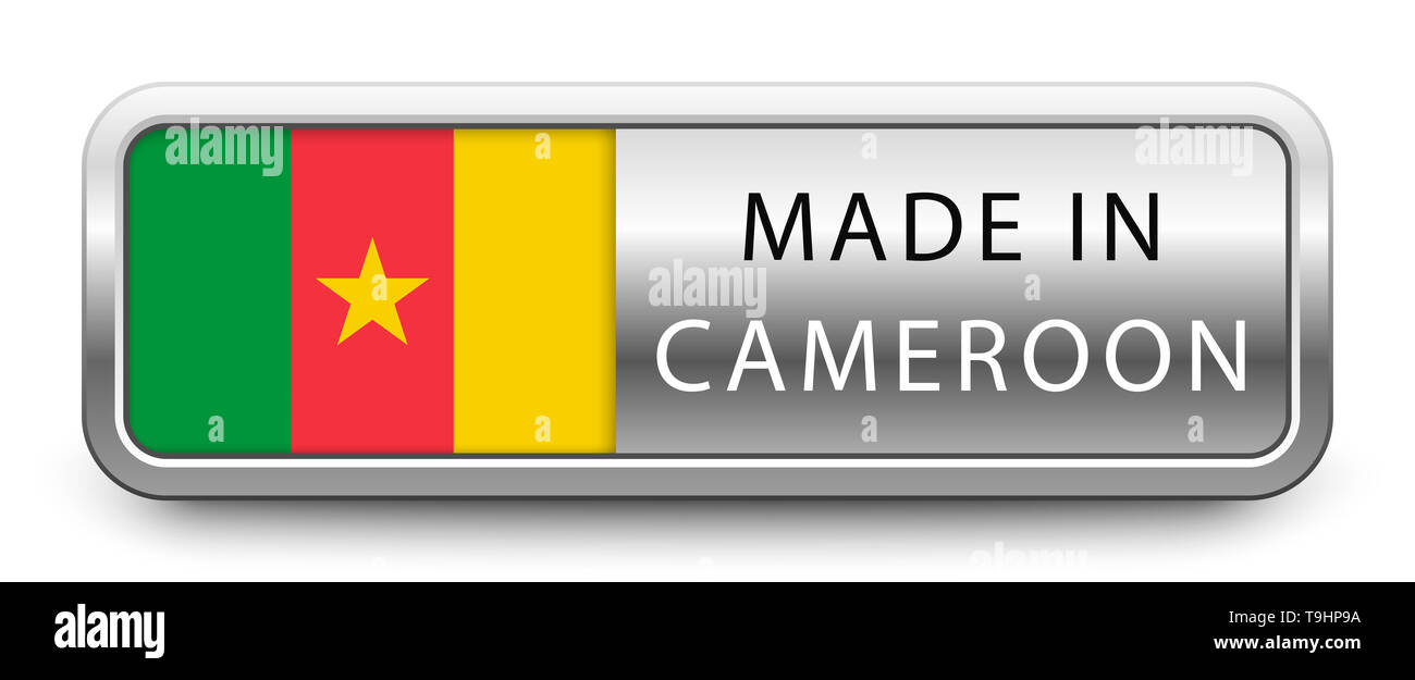 MADE IN CAMEROON metallic badge with national flag Stock Photo - Alamy
