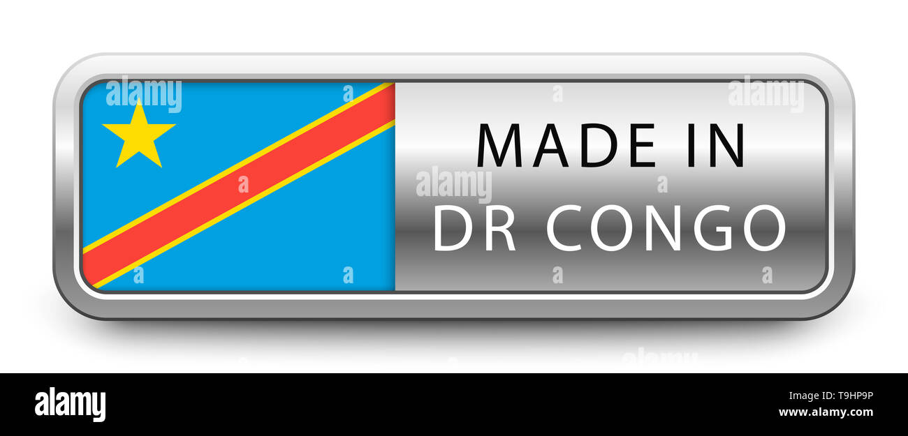 MADE IN DEMOCRATIC REPUBLIC OF CONGO metallic badge with national flag ...