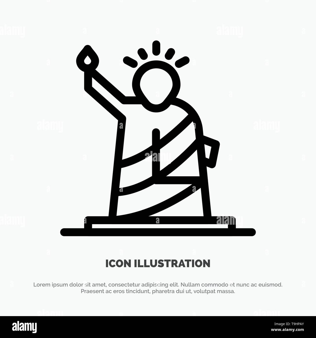 Landmarks, Liberty, Of, Statue, Usa Line Icon Vector Stock Vector Image ...
