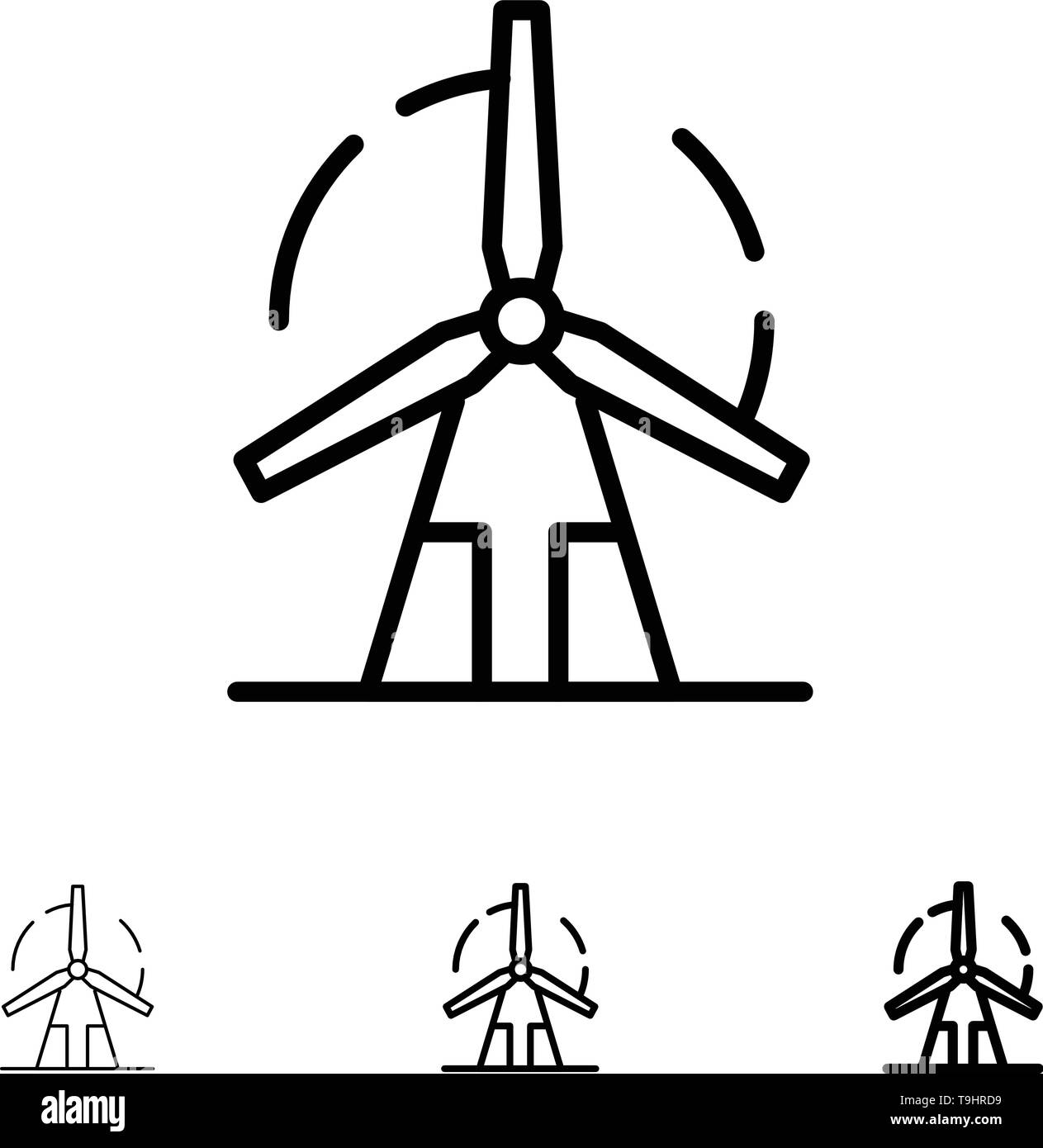 Clean, Energy, Green, Power, Windmill Bold and thin black line icon set ...