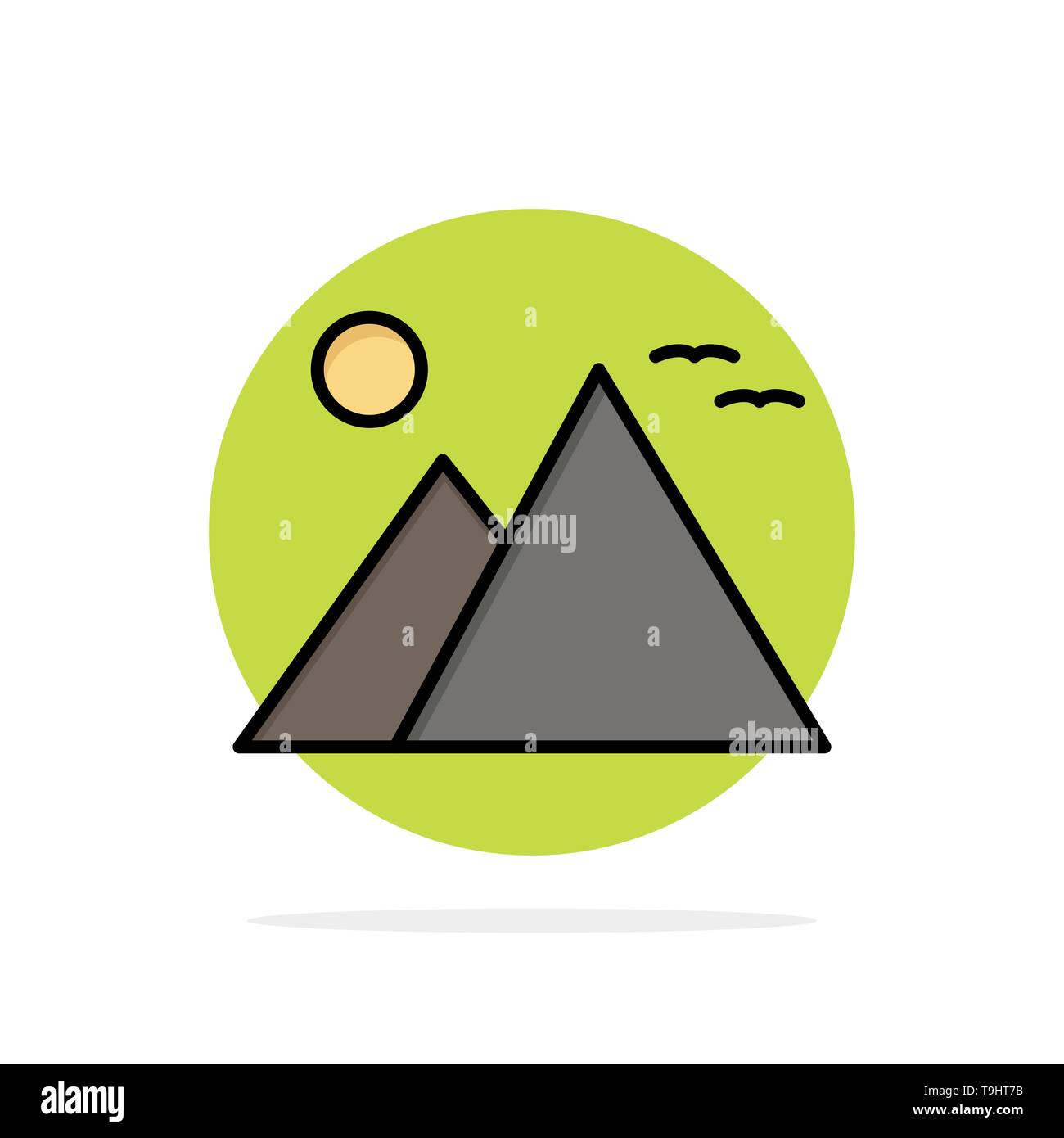 Egypt Giza Landmark Pyramid Sun Abstract Circle Background Flat Color Icon Stock Vector