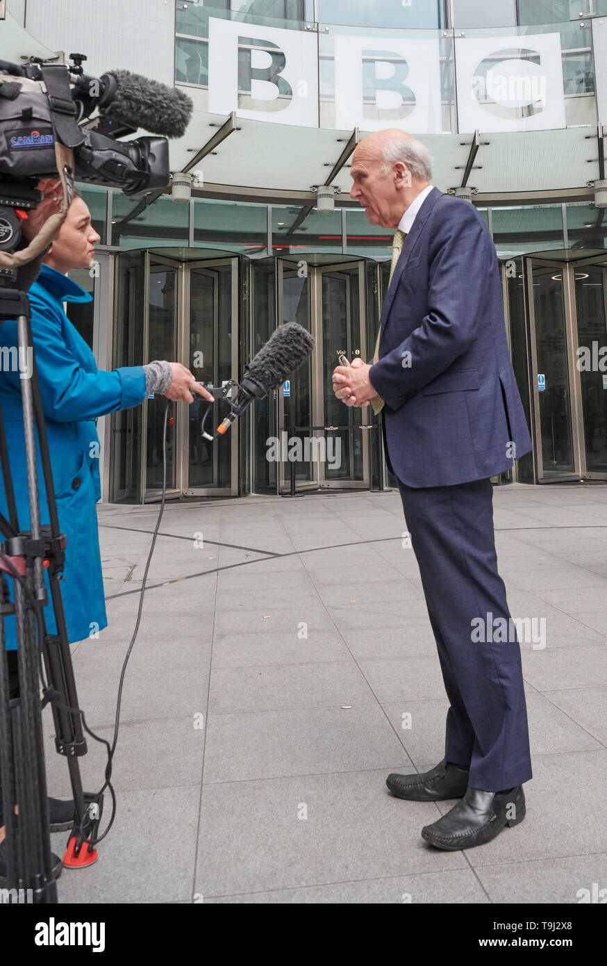 London, UK. 19th May 2019. Sir Vince Cable, leader of the Liberal ...