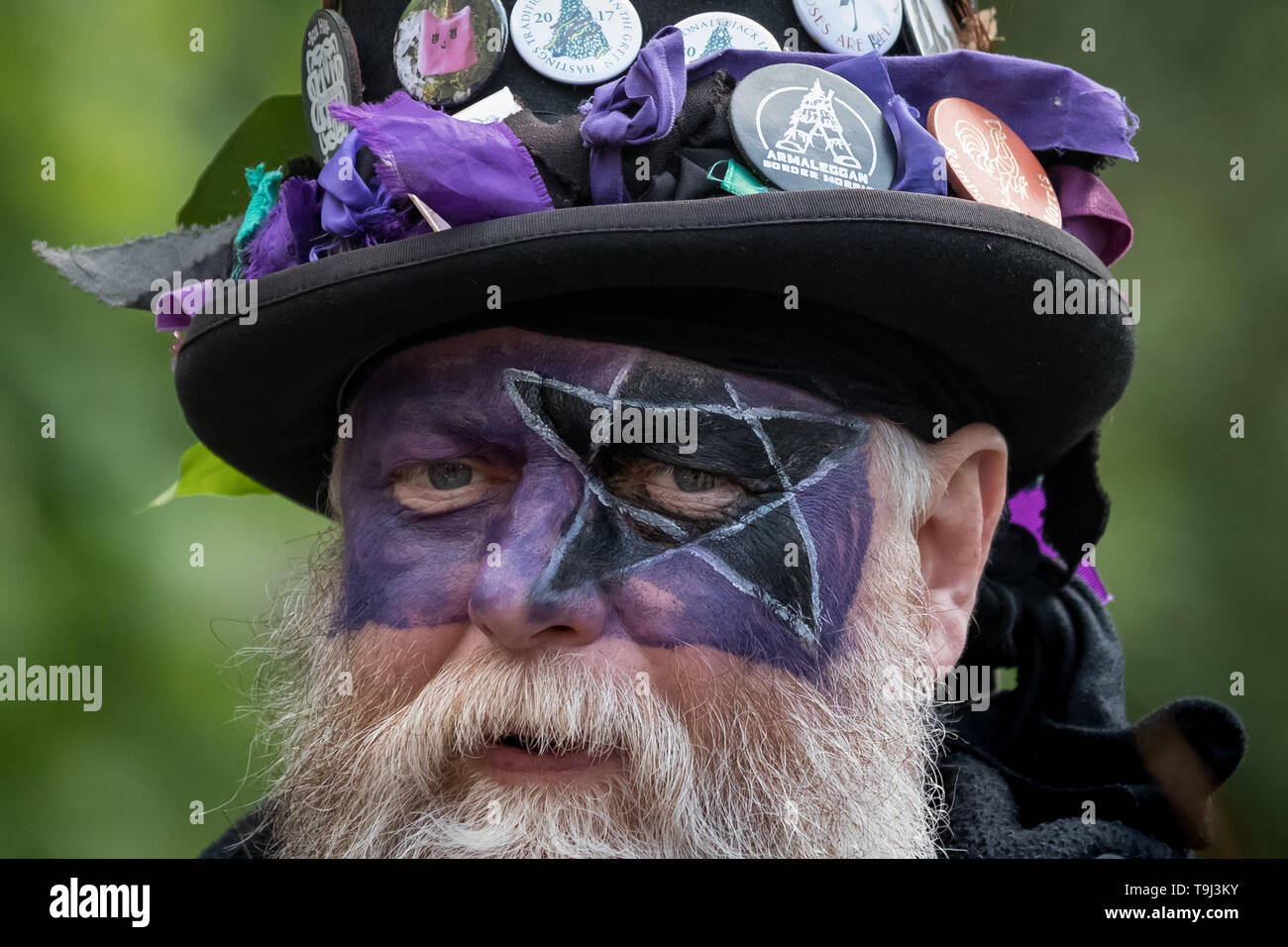 London, UK. 19th May, 2019. Black Swan Morris dance group attend the ...