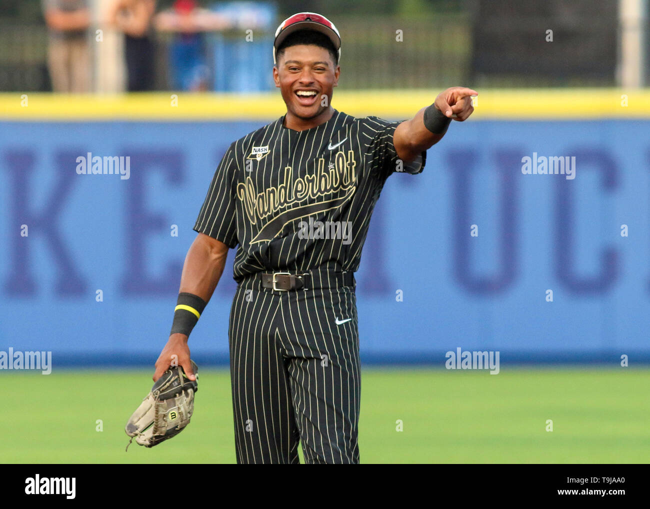 Lexington, KY, USA. 17th May, 2019. Vanderbilt's Harrison Ray jokes ...
