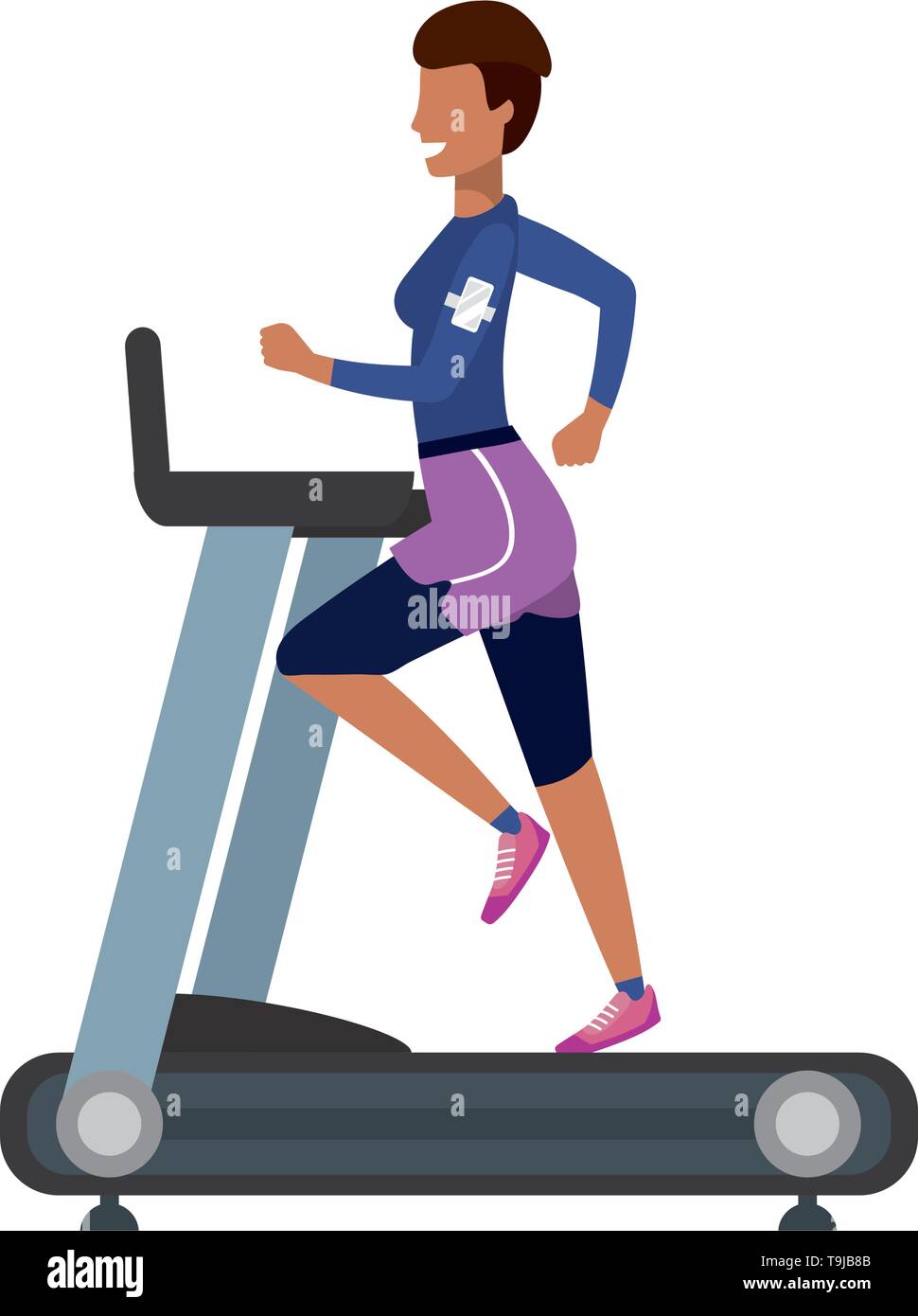 fitness exercise woman running over treadmill workout healthy fit ...