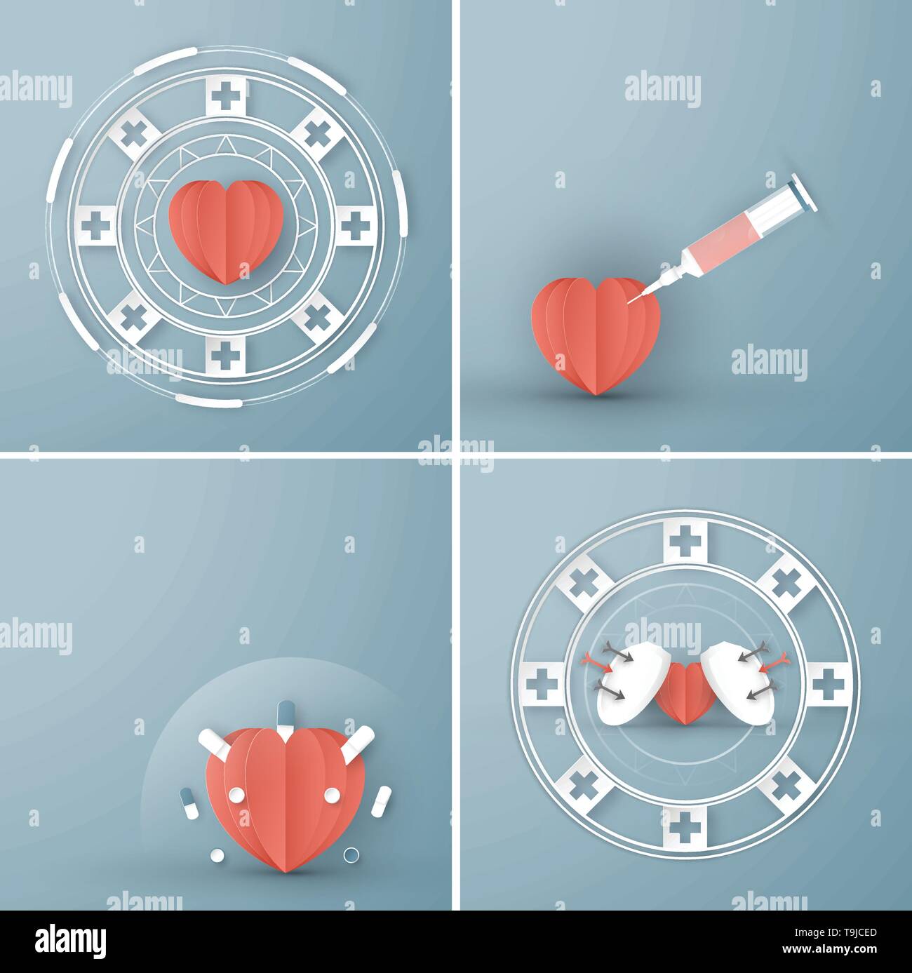 Vector illustration in concept of health insurance. Template element ...