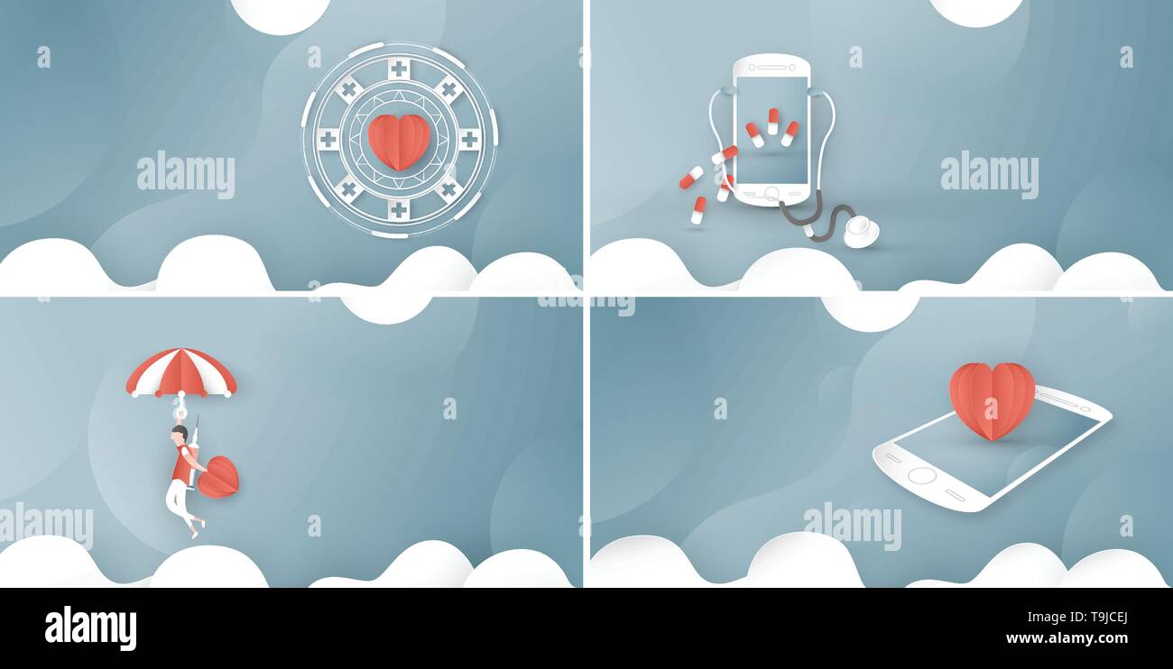 Vector illustration in concept of health insurance. Template element ...