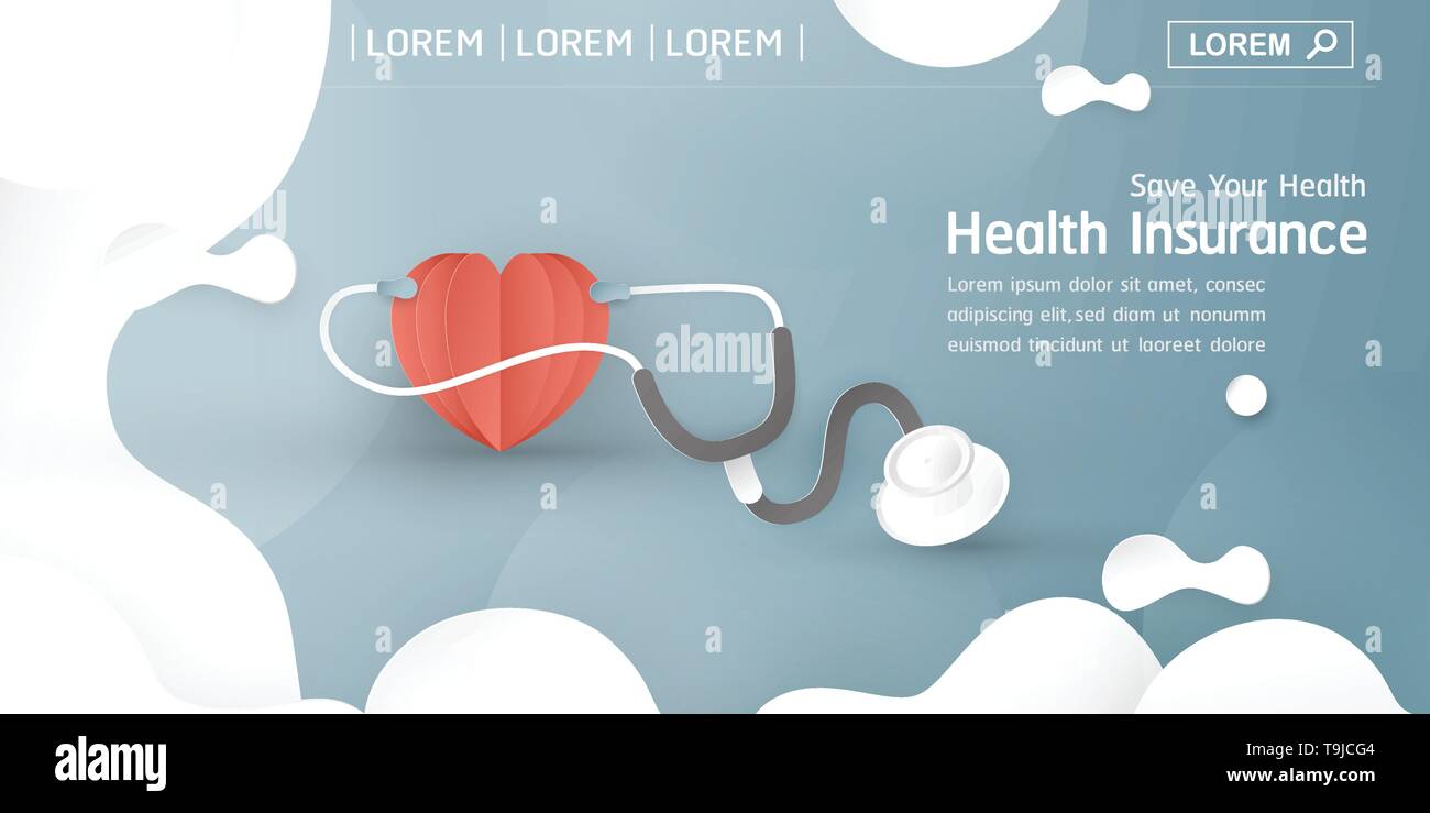 Vector illustration in concept of health insurance. Template element ...
