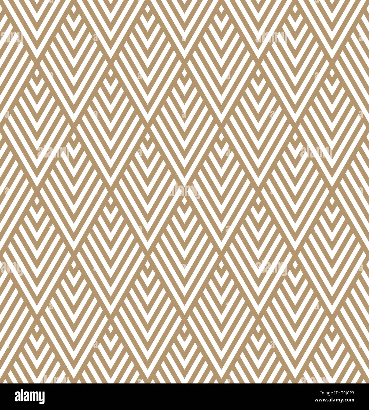 Seamless Geometric Pattern In Style Art Deco Brown Color Thick Lines