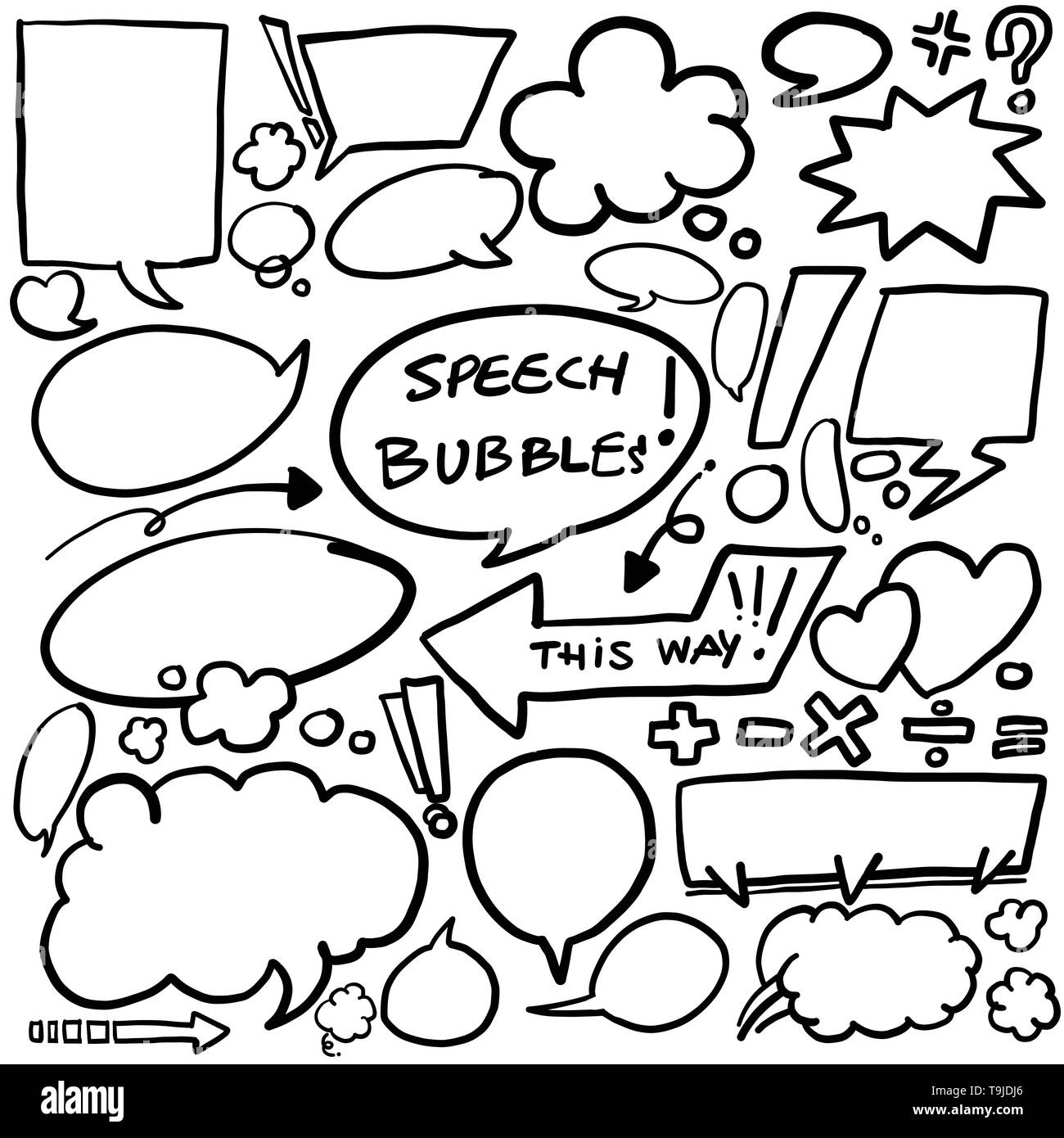 Drawing Black lines speech bubbles for comic or insert words inside ... Drawing Black lines speech bubbles for comic or insert words inside ...