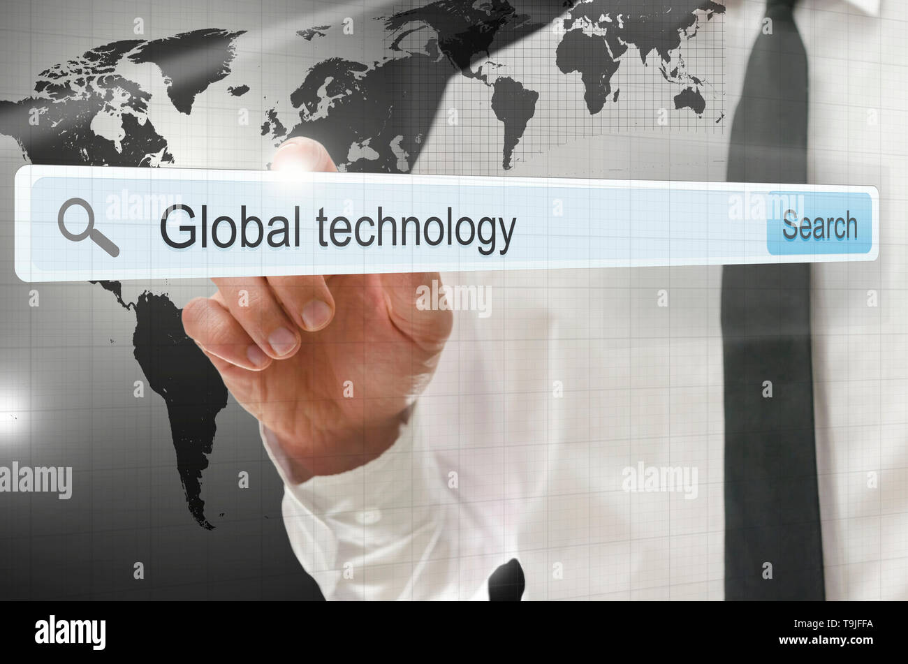 Global technology written in search bar on virtual screen Stock Photo ...