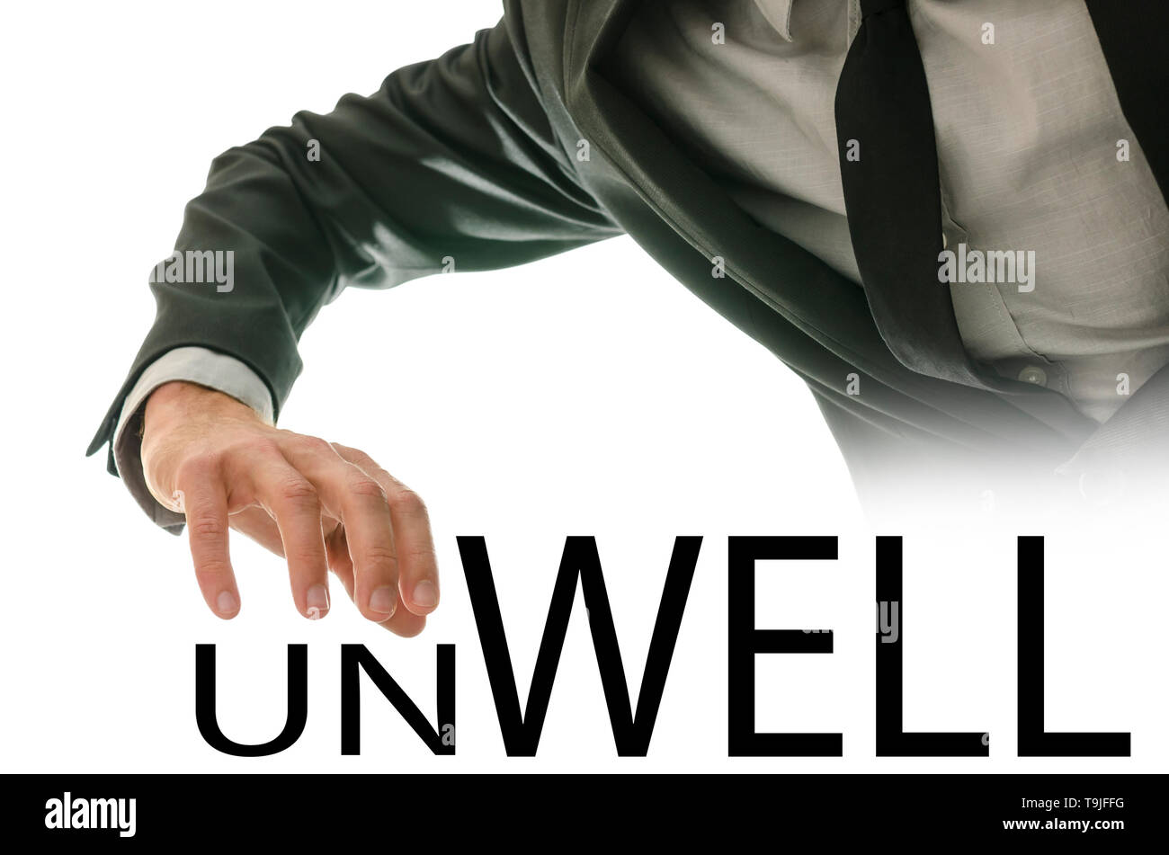 Fighting illness in the workplace concept - the arm and hand of a ...