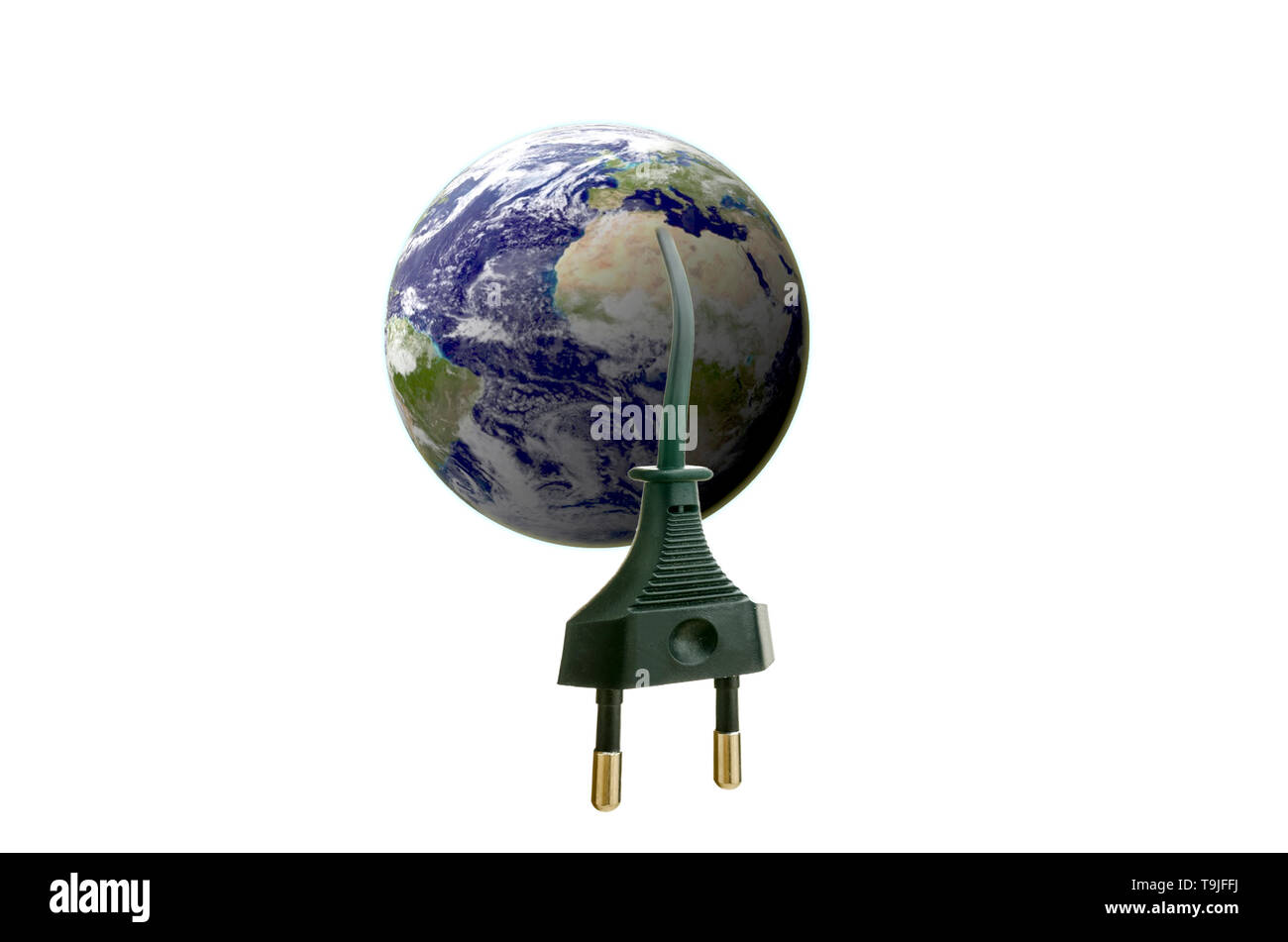 Earth globe with electricity power cable. Concept of eco Earth ...