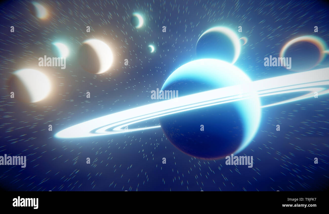 Saturn With Blue Star