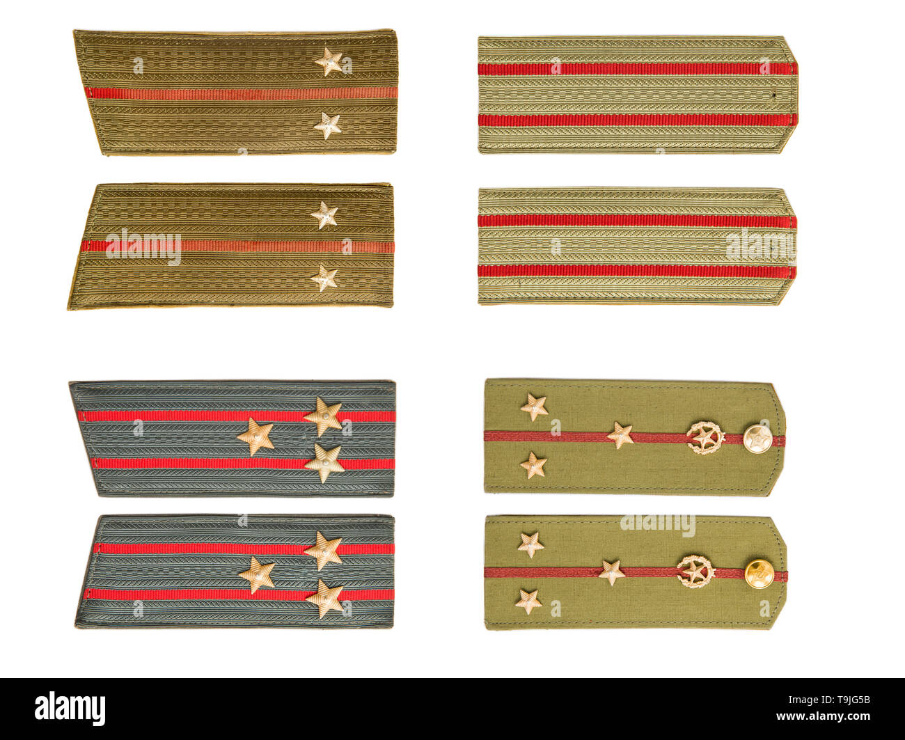 Set of Soviet army officer shoulder straps isolated on the white ...