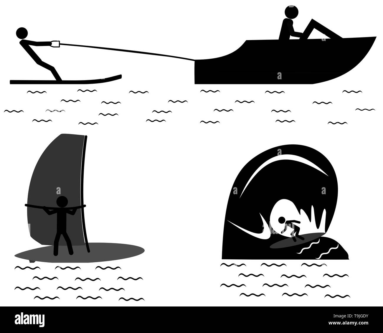 Pictogram of sports activities in water Stock Photo - Alamy