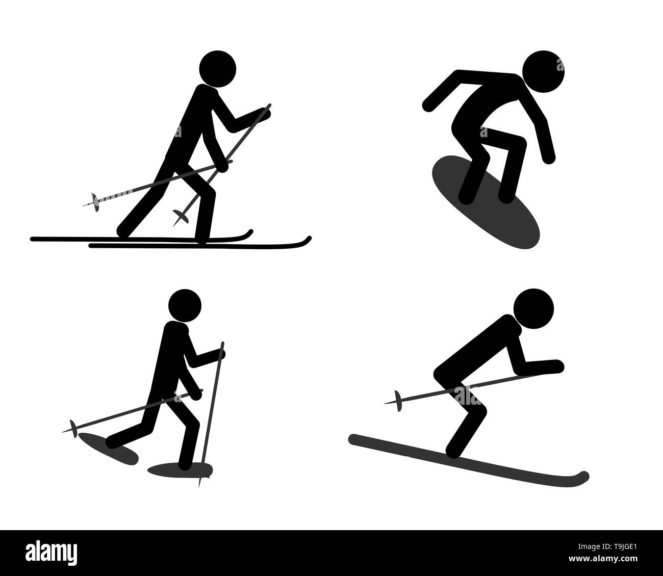 Pictogram of individual sports activities in winter Stock Photo - Alamy
