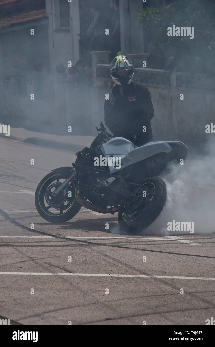 motorcycle stunt rider in action Catalunya, Spain Stock Photo - Alamy