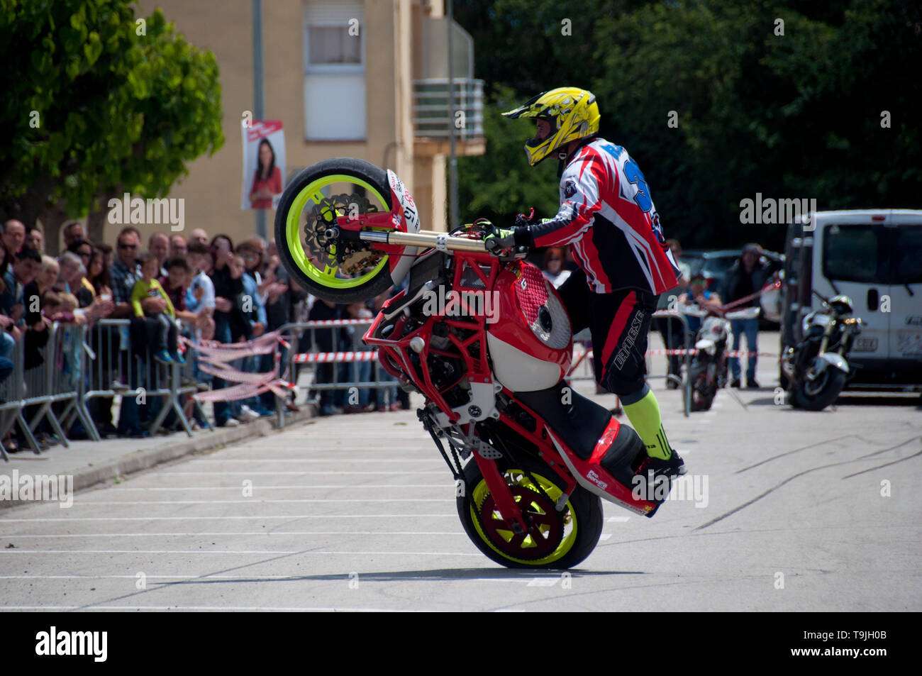 motorcycle stunt rider in action Catalunya, Spain Stock Photo - Alamy