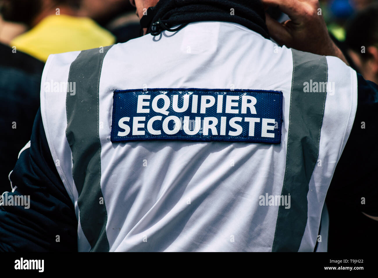 Reims France May 18, 2019 View of French medic walking in the street ...