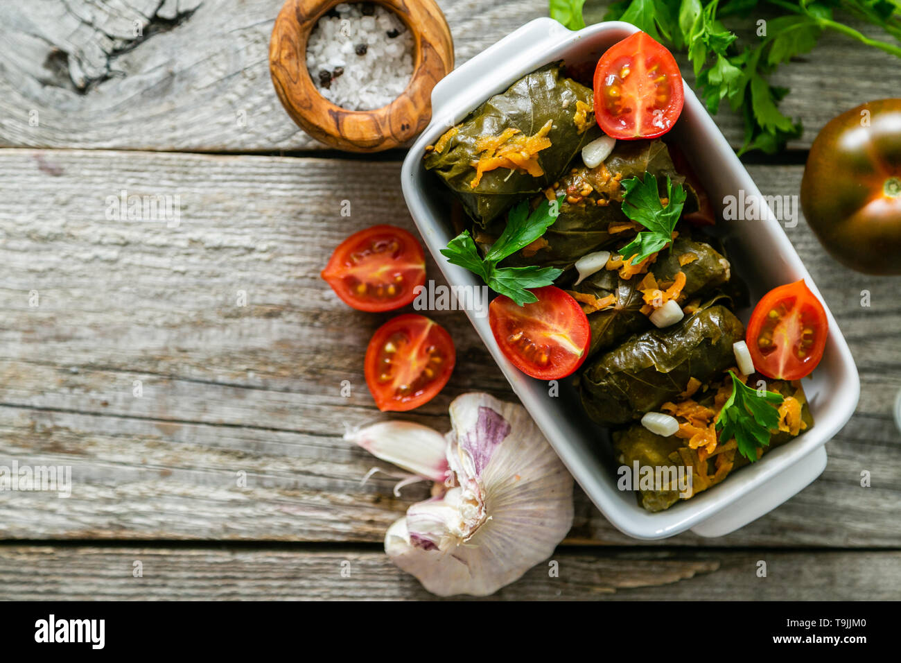 Traditional green, turkish and georgian food dolma Stock Photo - Alamy