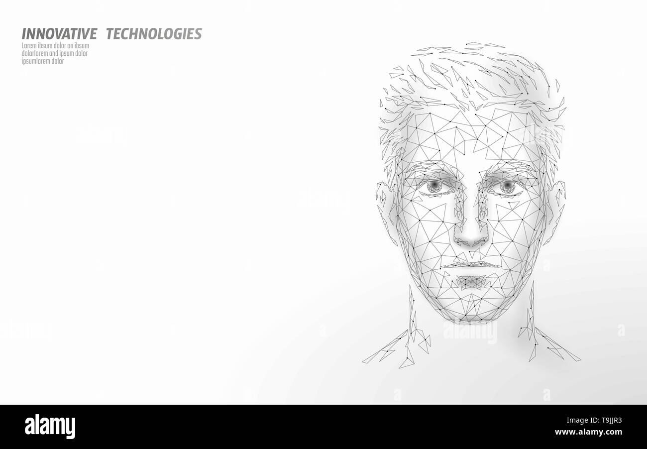 Low poly male human face biometric identification. Recognition system ...