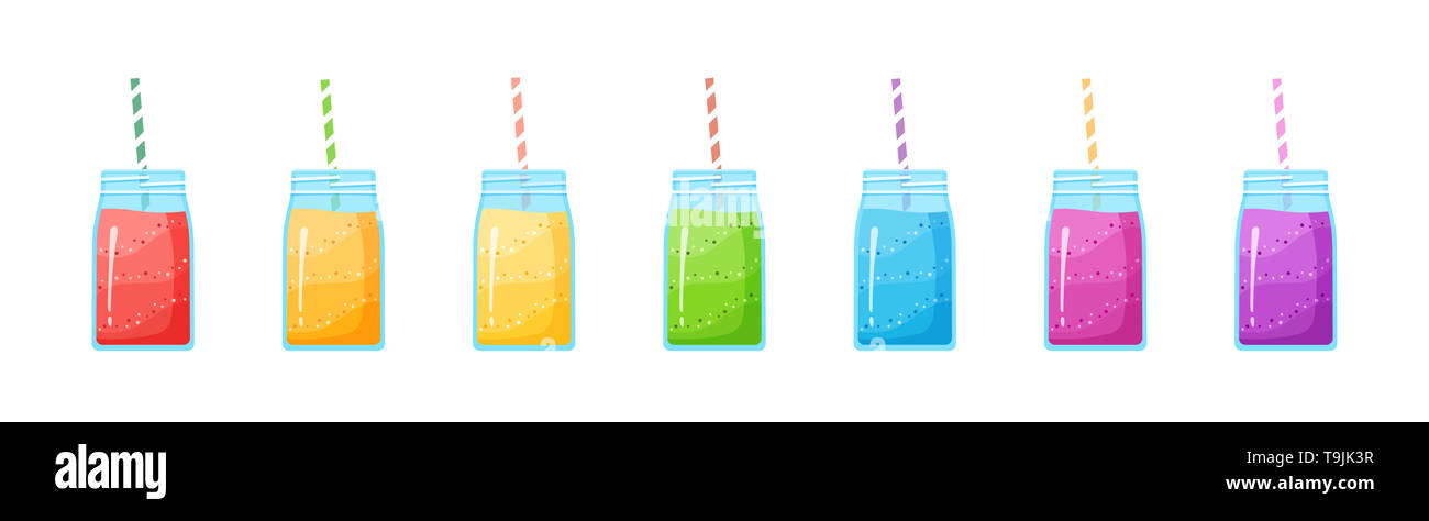 Vegeterian smoothie shake cocktail collection illustration. Set of ...