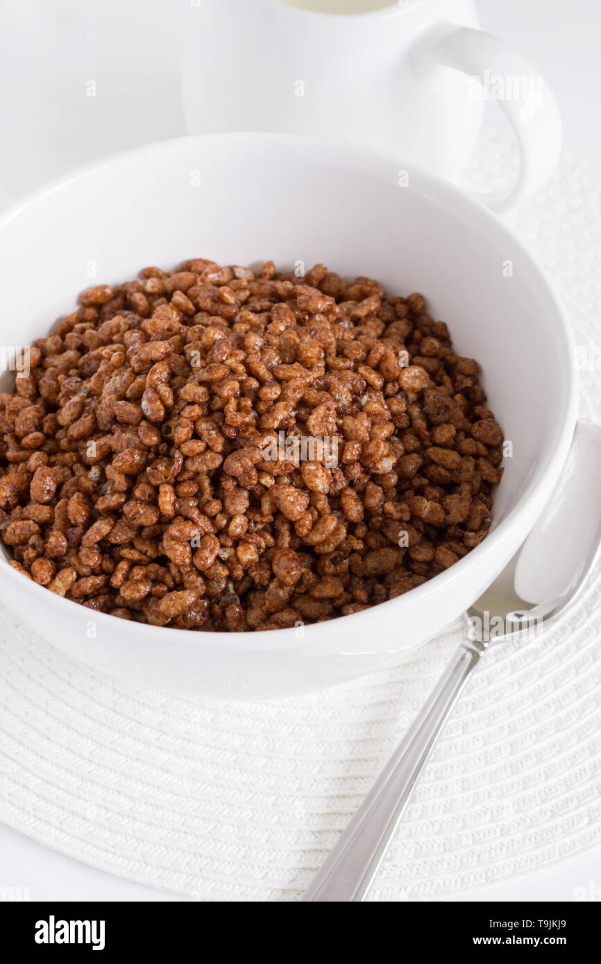 Chocolate flavored crispy rice breakfast cereal Stock Photo - Alamy