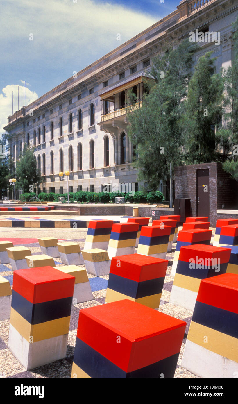 Coloured blocks outside The Parliament of South Australia building ...