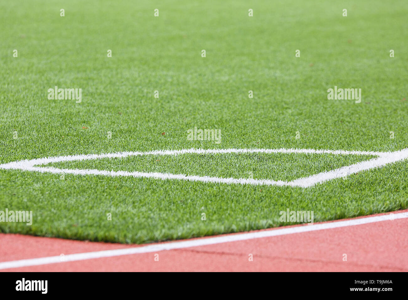 Marking the angle of the football field with artificial surface Stock ...
