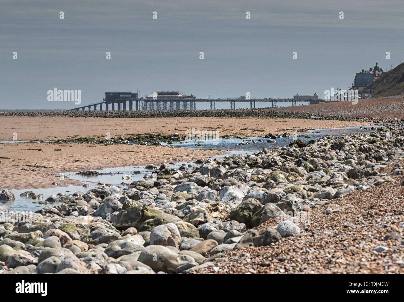 East Runton Beach looking eastwards to Cromer pier, North Norfolk, East ...