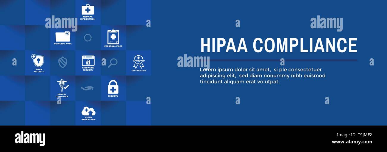 HIPAA Compliance Web Banner Header with Medical Icon Set and text Stock ...