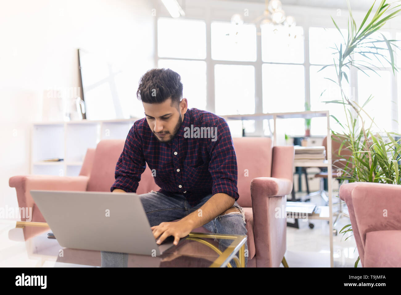 Indian asian old man using computer hi-res stock photography and images ...