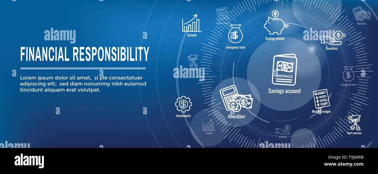 Personal Finance & Responsibility Icon Set & Web Header Banner Stock ...