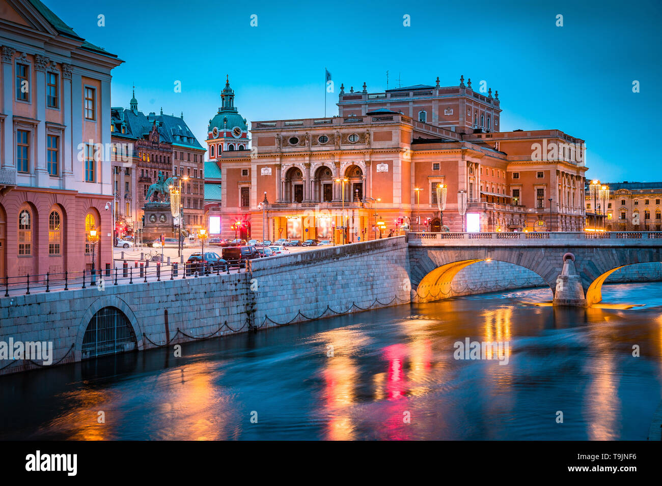 Beautiful view of Stockholm city center with famous Royal Swedish Opera ...