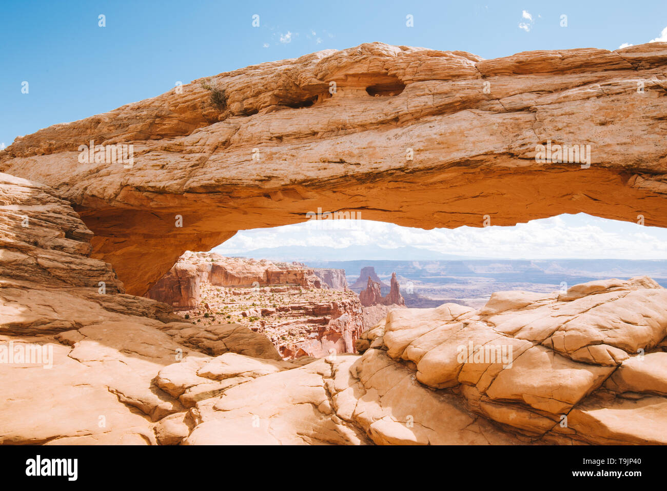 Classic view of famous Mesa Arch, symbol of the American West ...