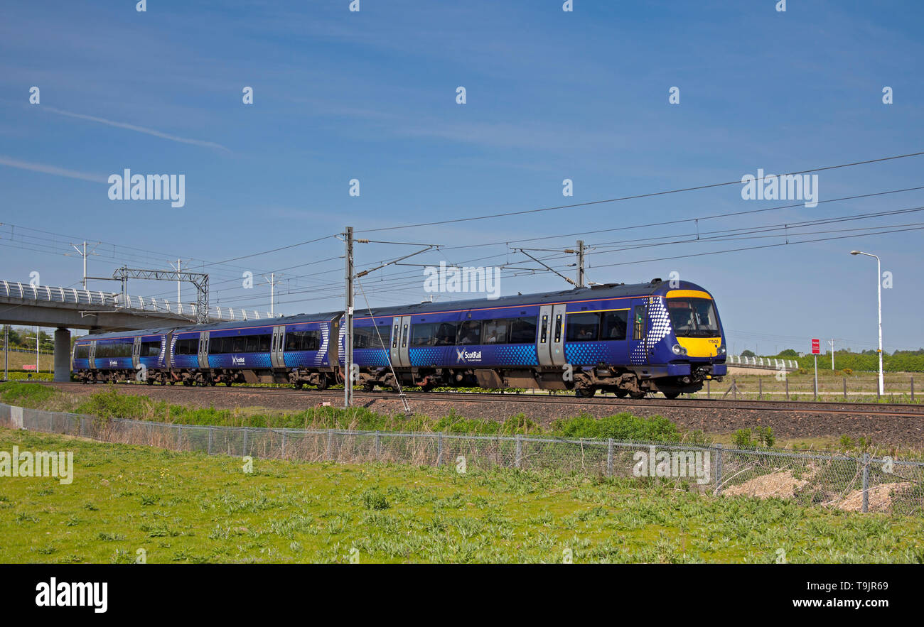 Scotrail train heading towards Edinburgh Park station, Scotland, UK ...