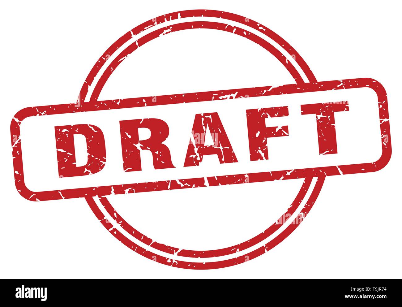Draft round red sticker hi-res stock photography and images - Alamy